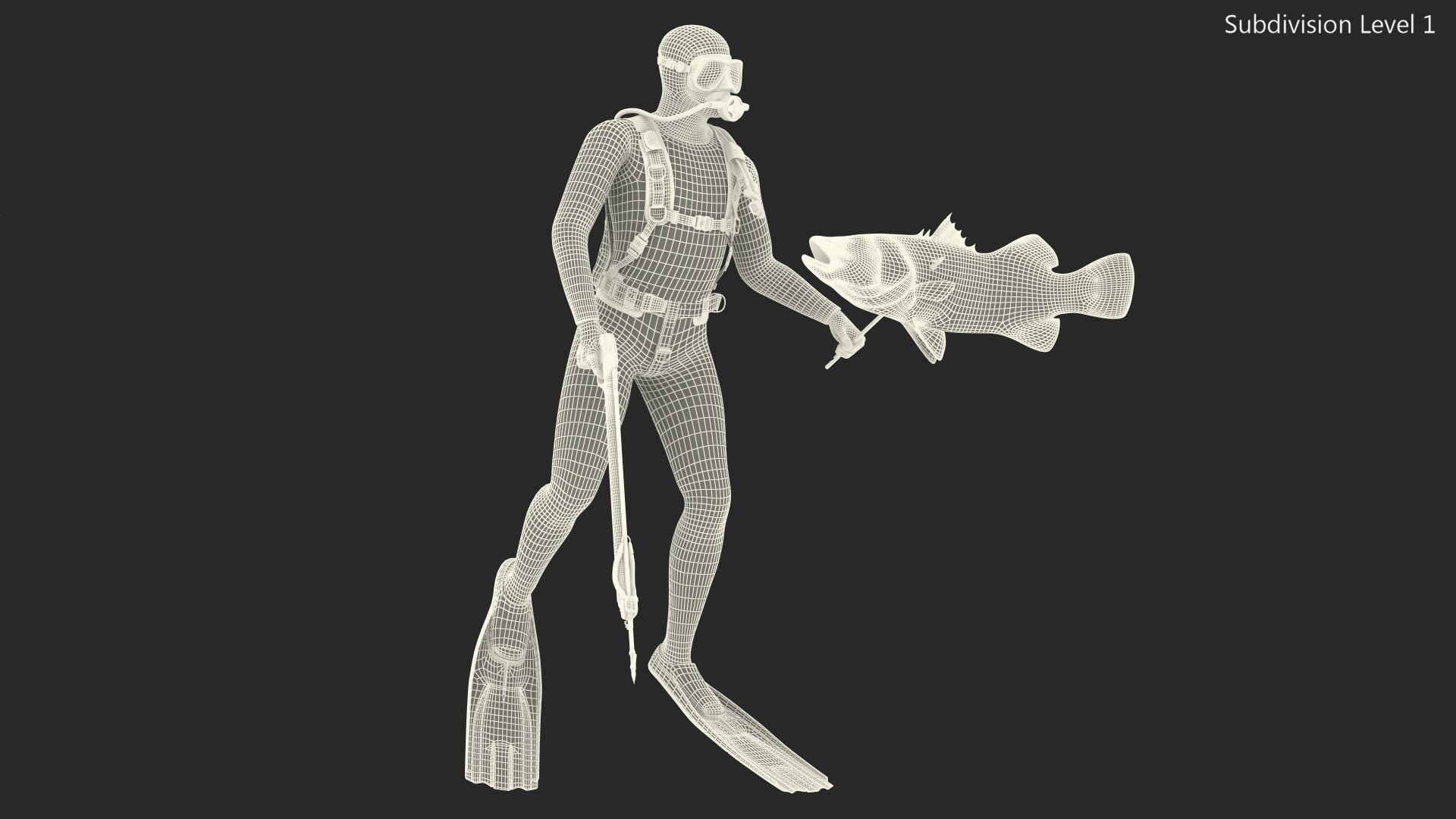 3D Diver With Underwater Speargun And Fish Rigged - TurboSquid 1883235