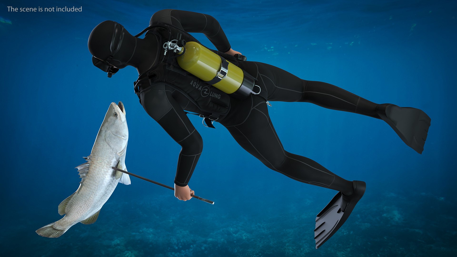 3D Diver with Underwater Speargun and Fish Rigged - TurboSquid 1883235