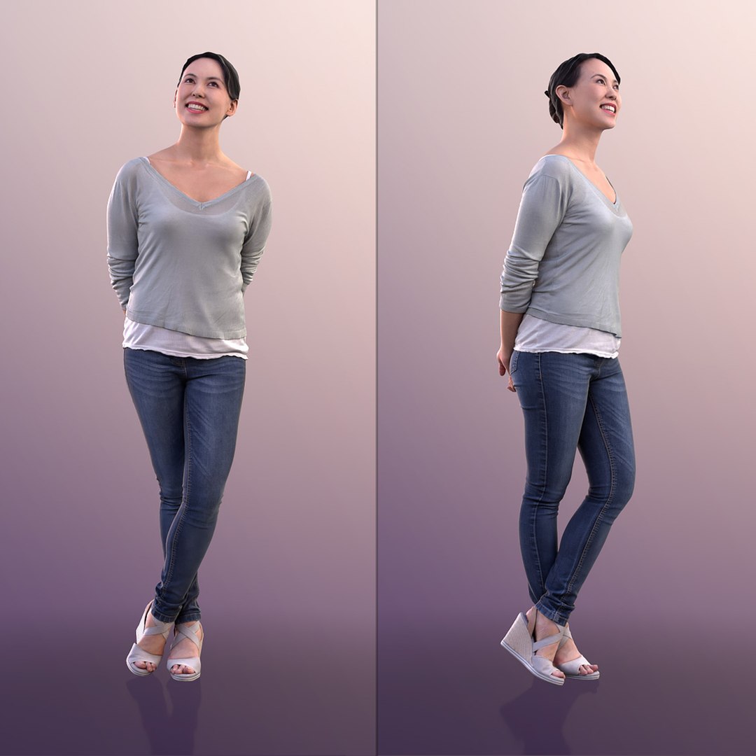 10556 Bao - Casual Standing Woman Looking Up 3D Model - TurboSquid 1728163
