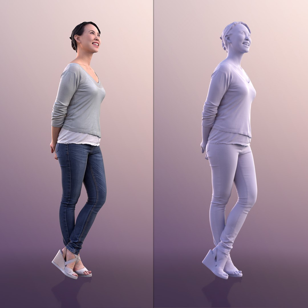10556 Bao - Casual Standing Woman Looking Up 3D Model - TurboSquid 1728163
