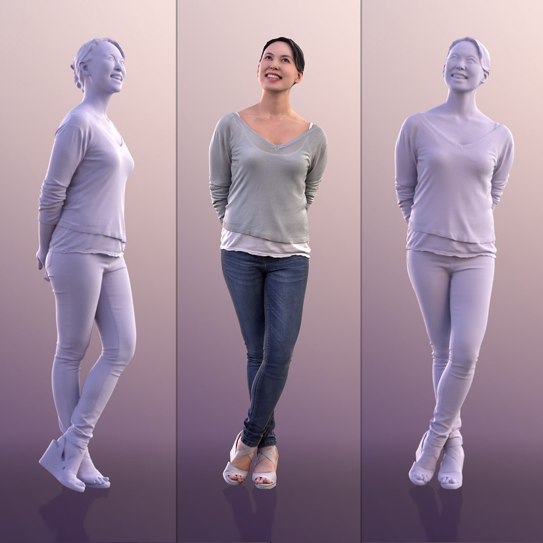 10556 Bao - Casual Standing Woman Looking Up 3D Model - TurboSquid 1728163