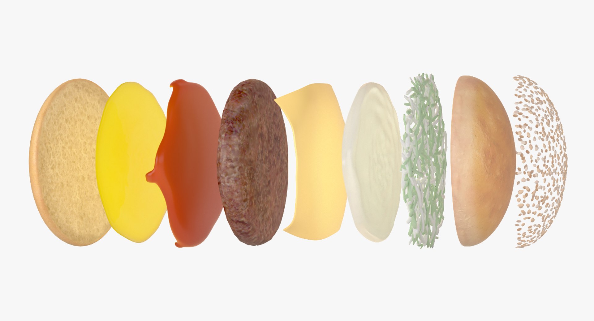 3D Burger Hamburger Cheeseburger Meat Model - TurboSquid 1325051