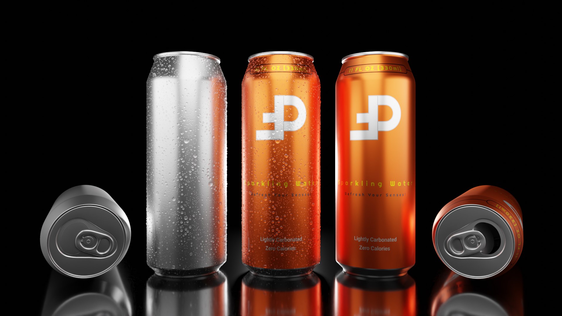 Sleek 330ml Beverage Can Open And Closed Tabs With Droplets Model ...