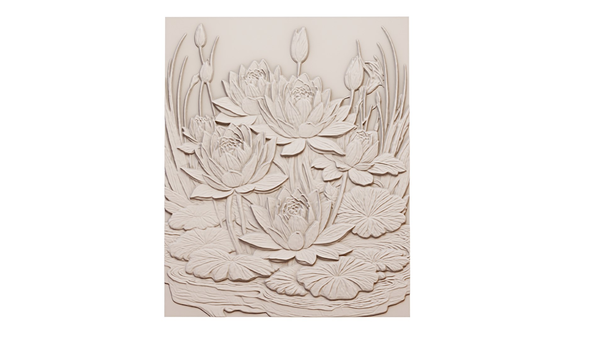 3D Modern Lotus Panel Wall Decor Set Wall Relief Mural CNC 144 Model ...