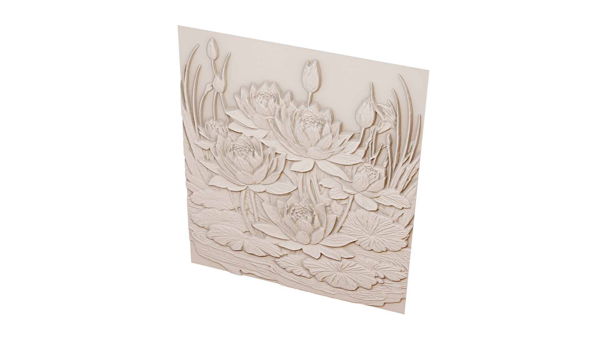 3D Modern Lotus Panel Wall Decor Set Wall Relief Mural CNC 144 Model ...