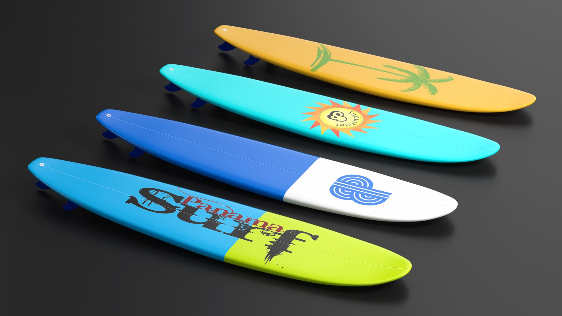 Classic Longboard Surfboards Set 3D - TurboSquid 2155430