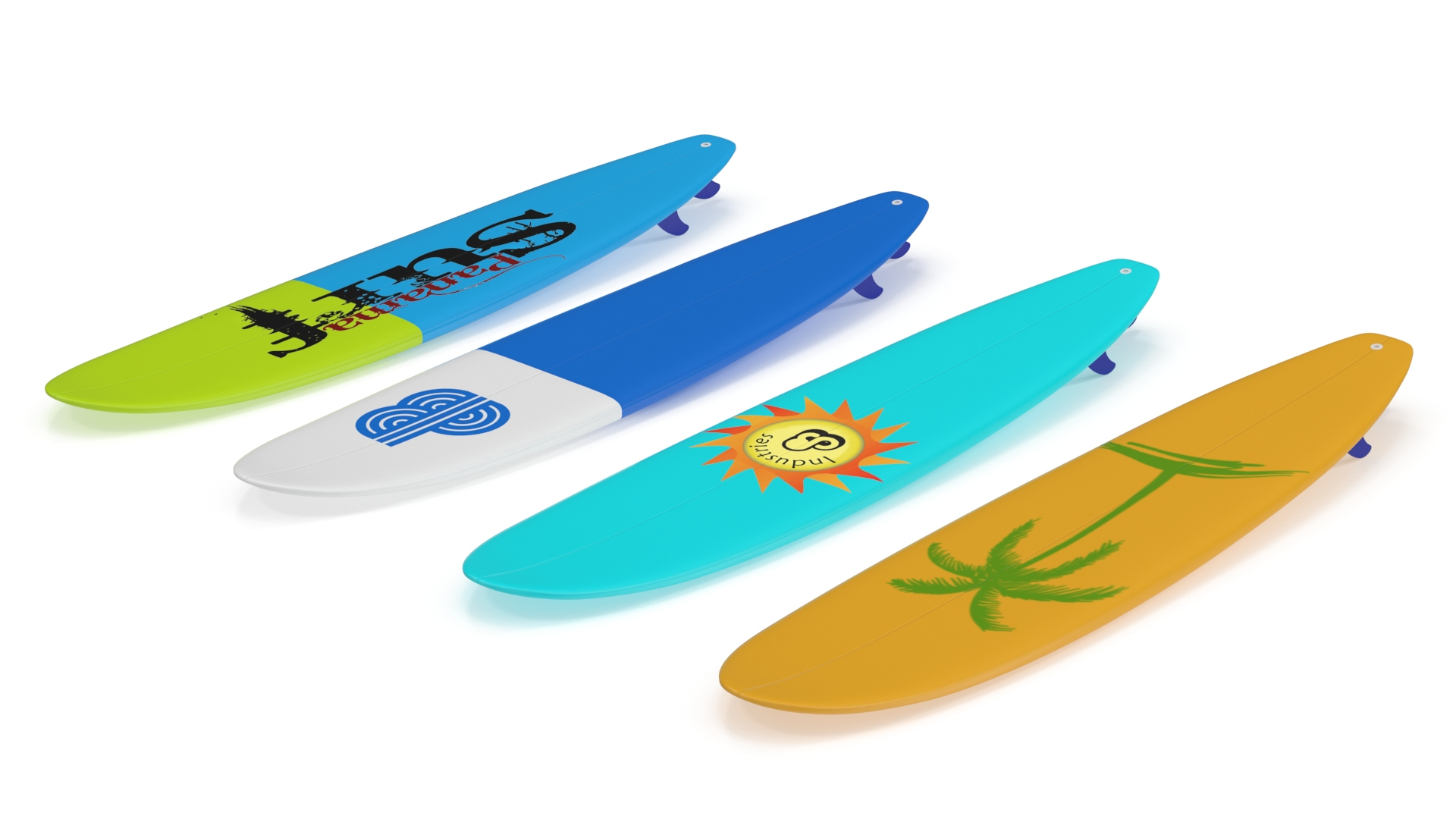 Classic Longboard Surfboards Set 3D - TurboSquid 2155430