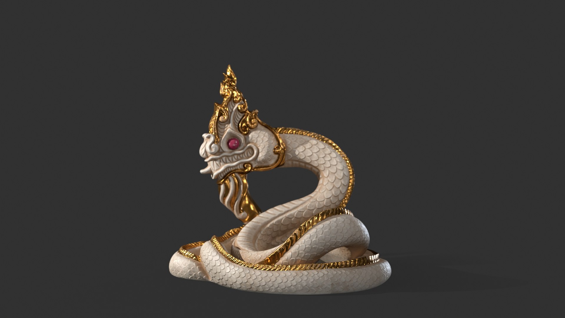 3D White Coiled Naga Sculpture Model - TurboSquid 2237206