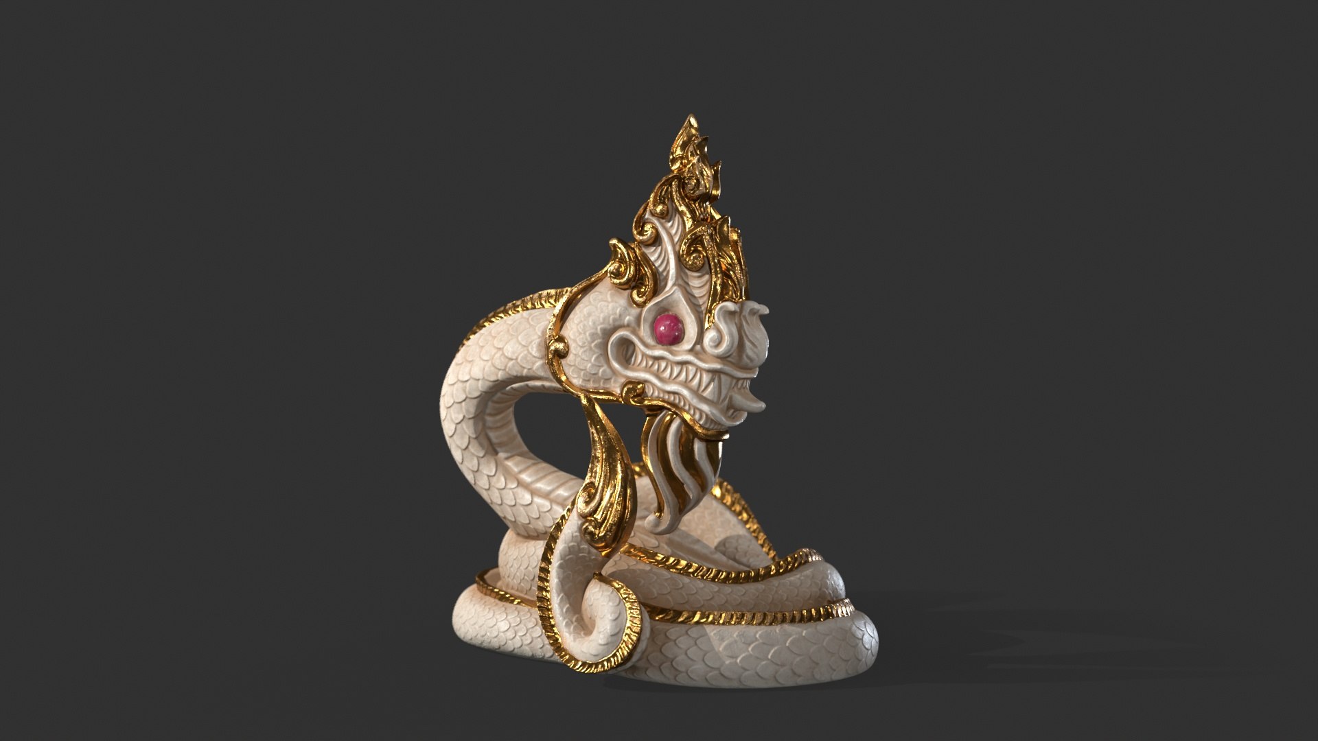 3D White Coiled Naga Sculpture Model - TurboSquid 2237206