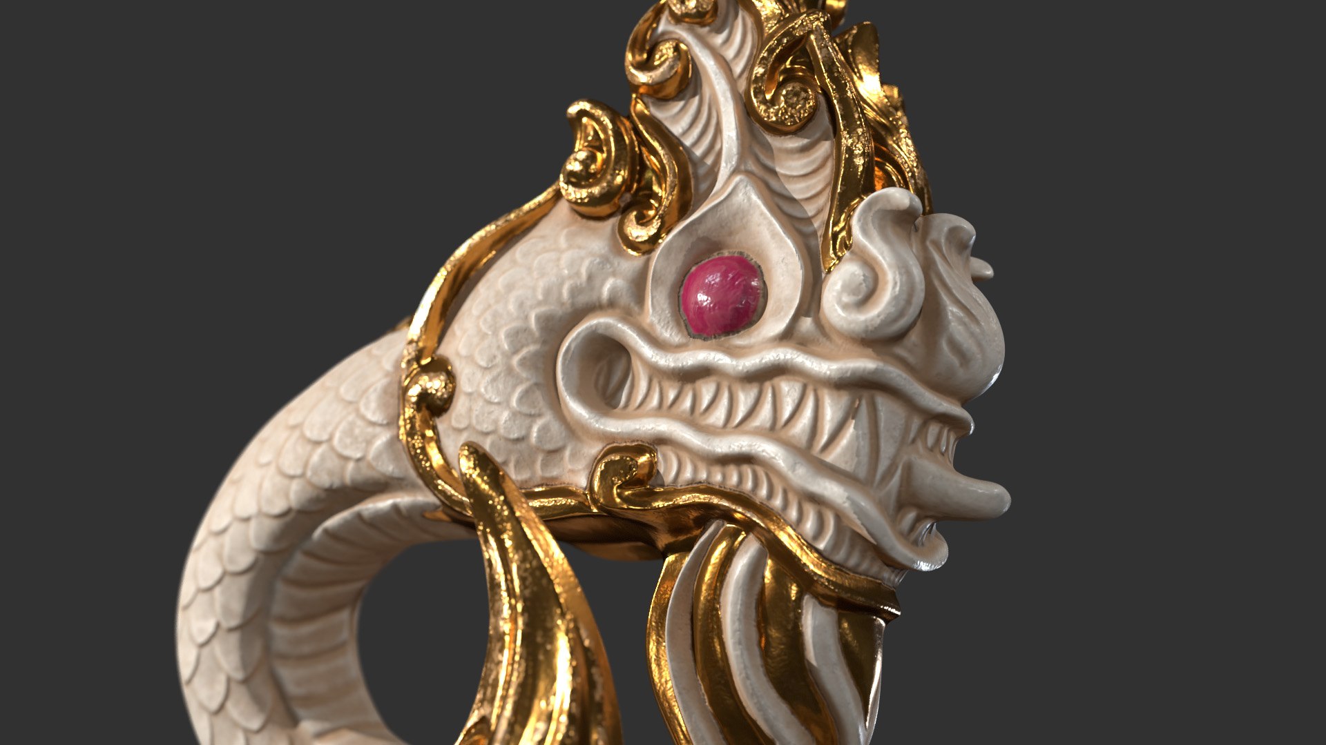 3D White Coiled Naga Sculpture Model - TurboSquid 2237206