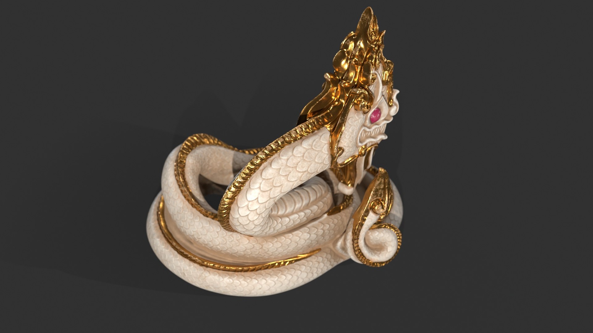 3D White Coiled Naga Sculpture Model - TurboSquid 2237206