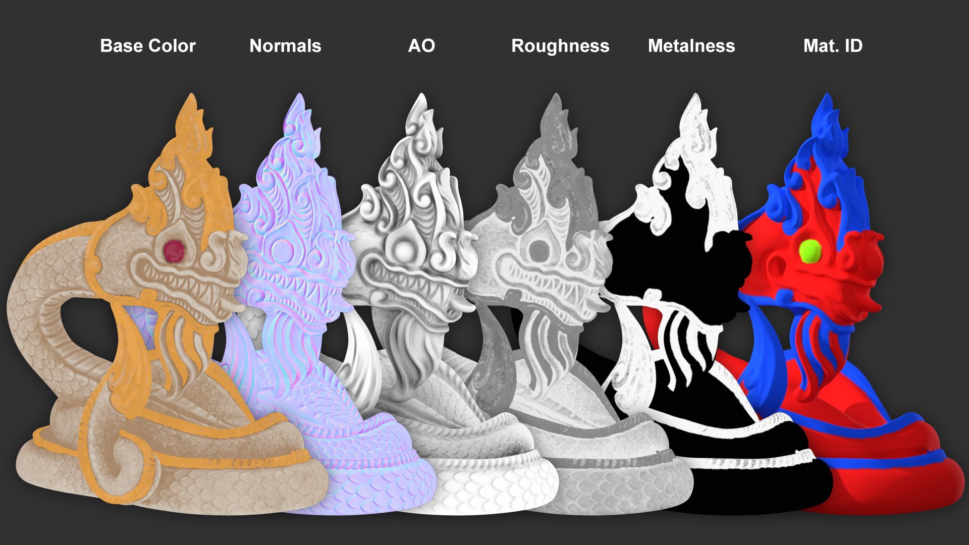 3D White Coiled Naga Sculpture Model - TurboSquid 2237206