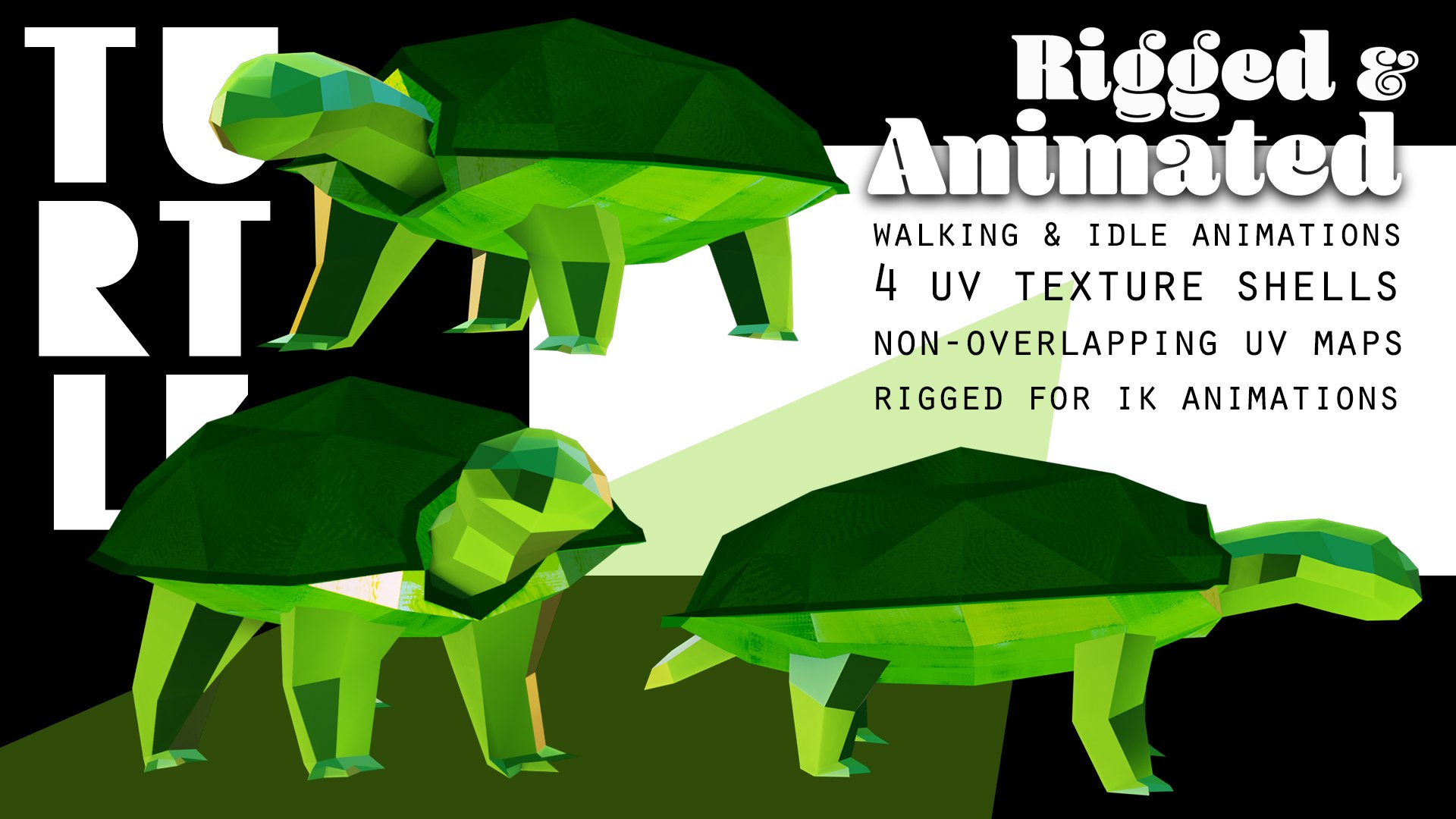 3D Low-Poly Turtle With 4 Shell UVs - TurboSquid 1783433