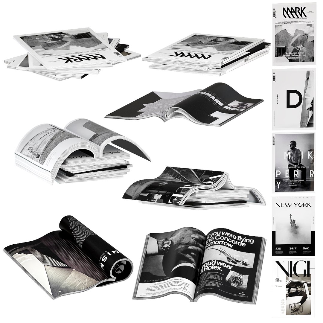 Magazines dark color 1 3D model - TurboSquid 1655197