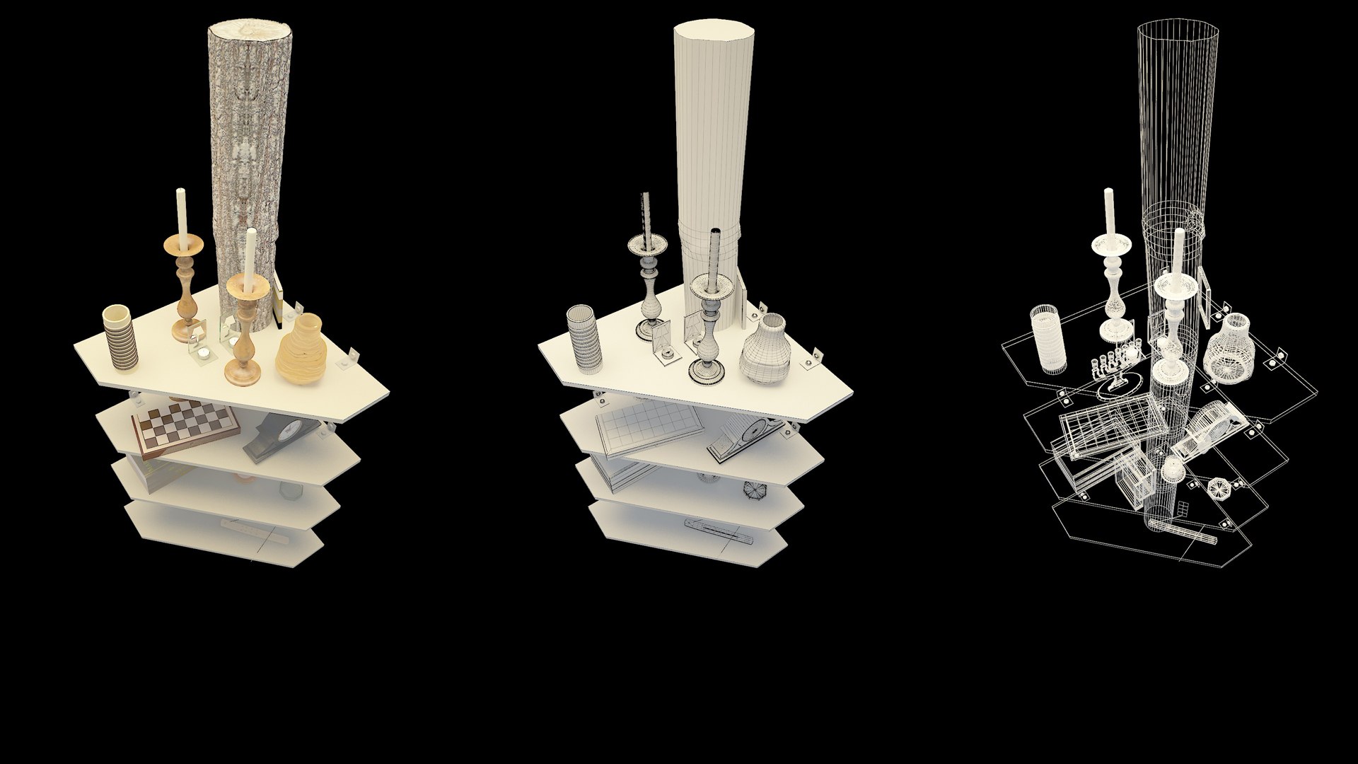 3D Bookshelf Wood Trunk With Books 1 Model - TurboSquid 1889536