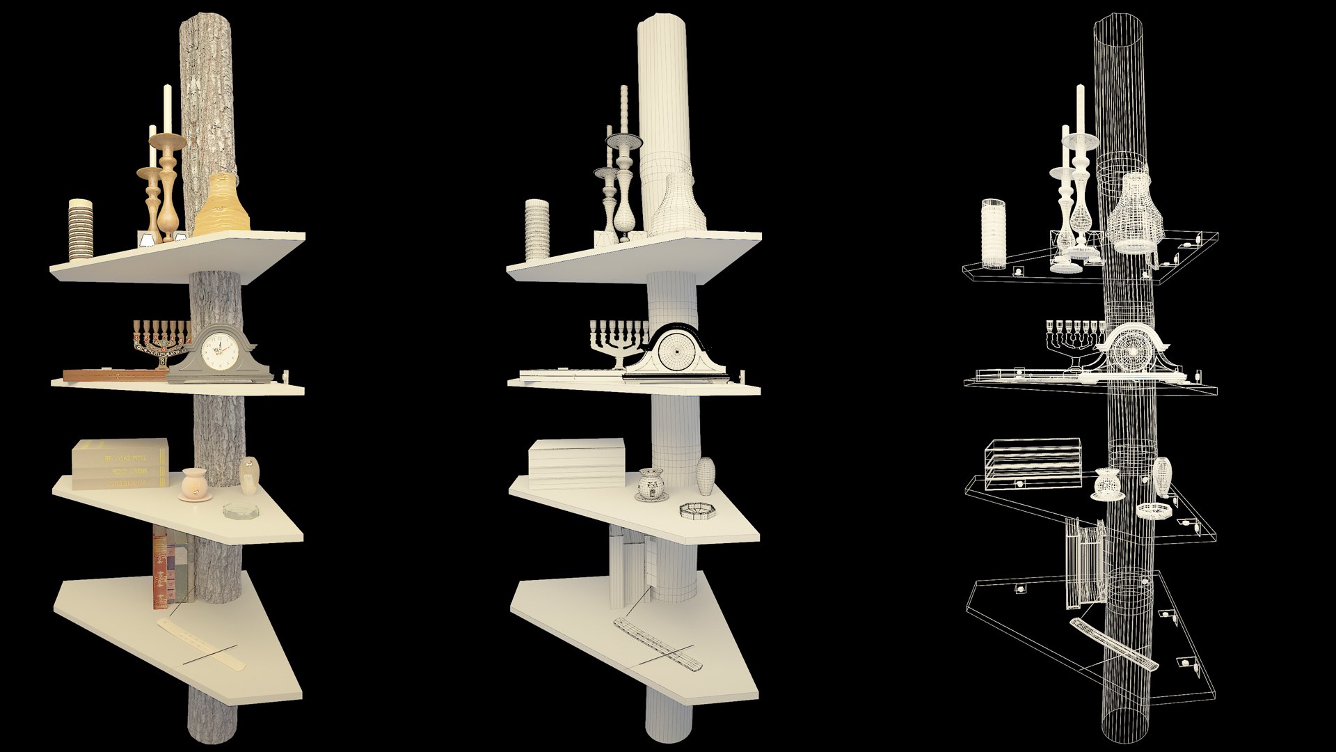 3D Bookshelf Wood Trunk With Books 1 Model - TurboSquid 1889536