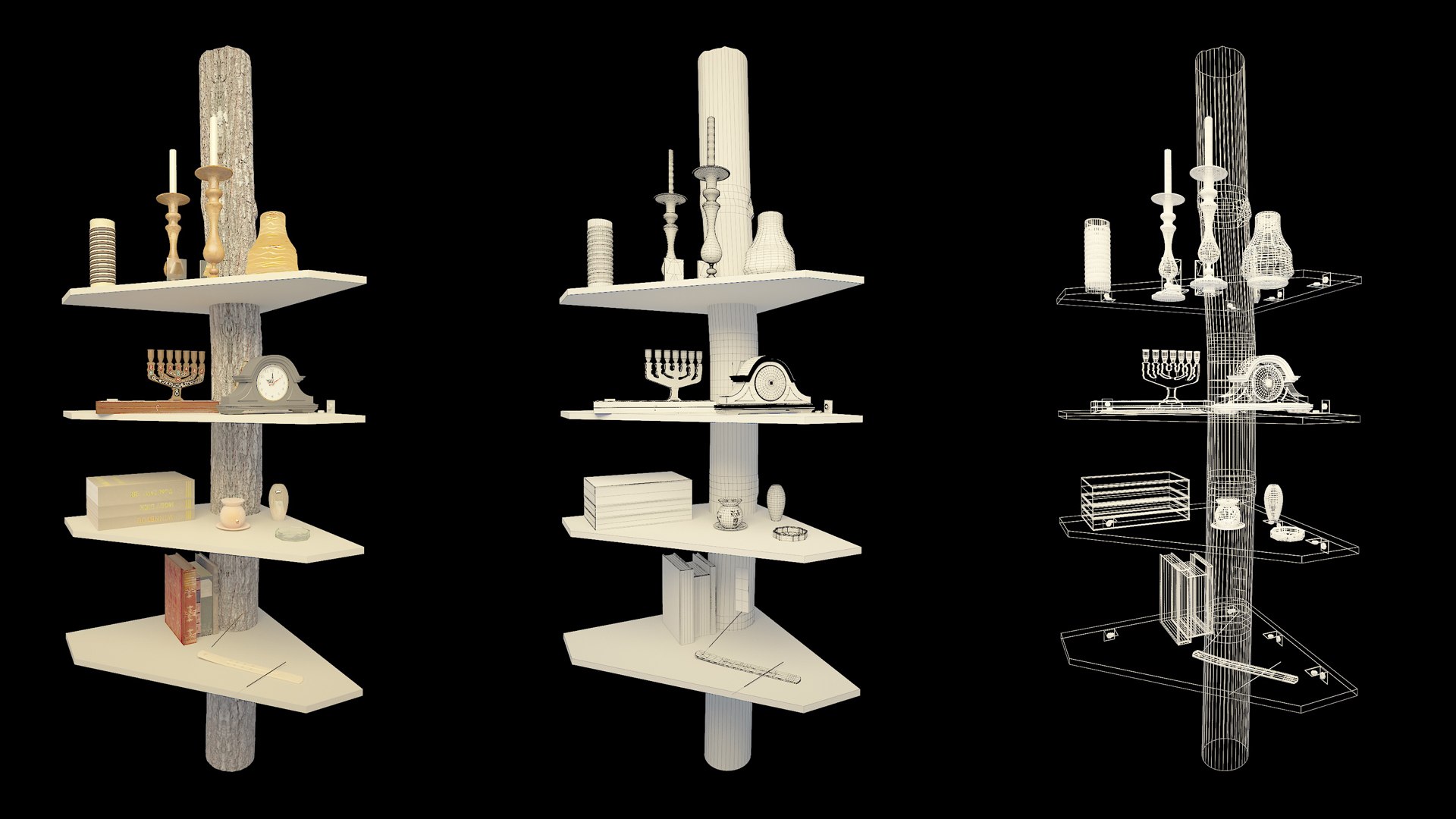 3D Bookshelf Wood Trunk With Books 1 Model - TurboSquid 1889536