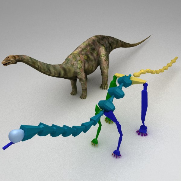 3d model of 13 dinosaur rigged pack