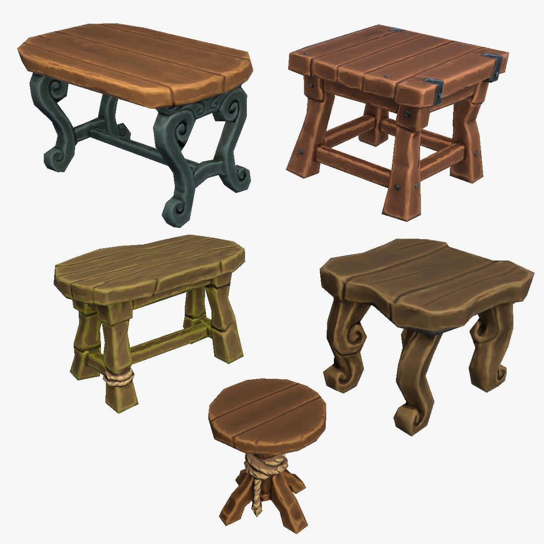 3D Stylized Fantasy RPG Tables Dining Table Dinner Table Nightstand ...