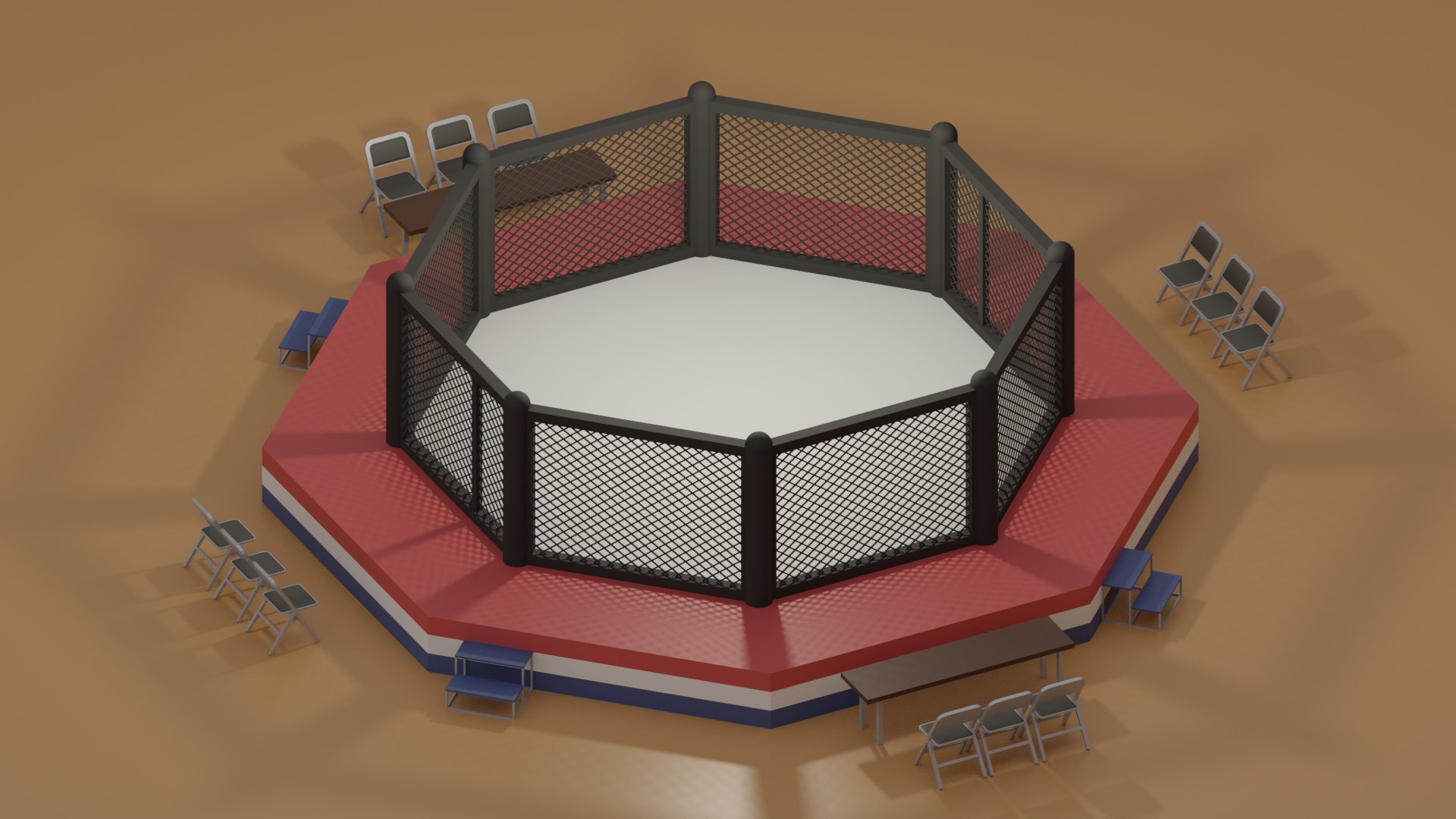 3D Model Cartoon UFC Octagon Ring - TurboSquid 2138957