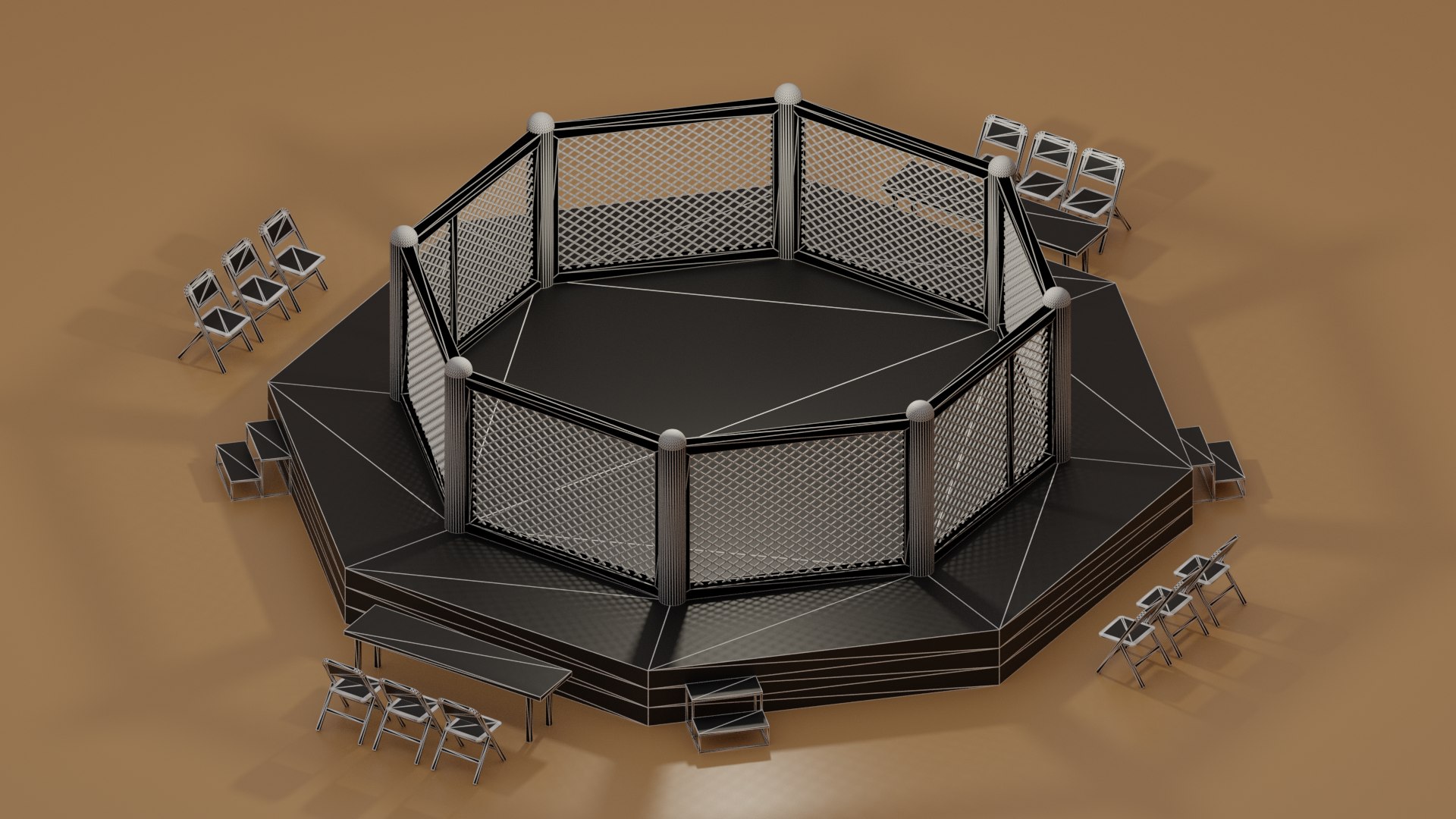 3D Model Cartoon UFC Octagon Ring - TurboSquid 2138957