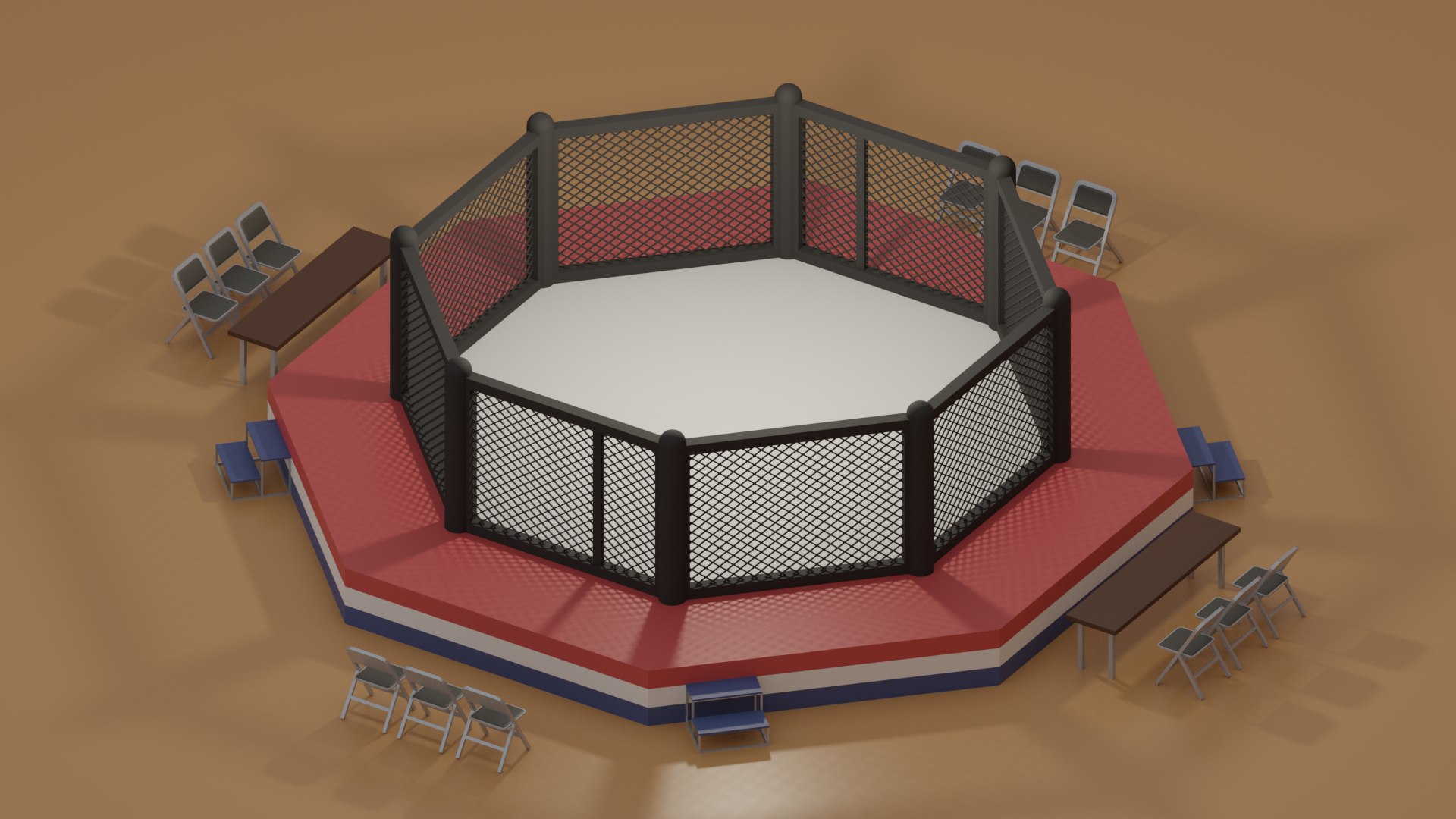 3D Model Cartoon UFC Octagon Ring - TurboSquid 2138957