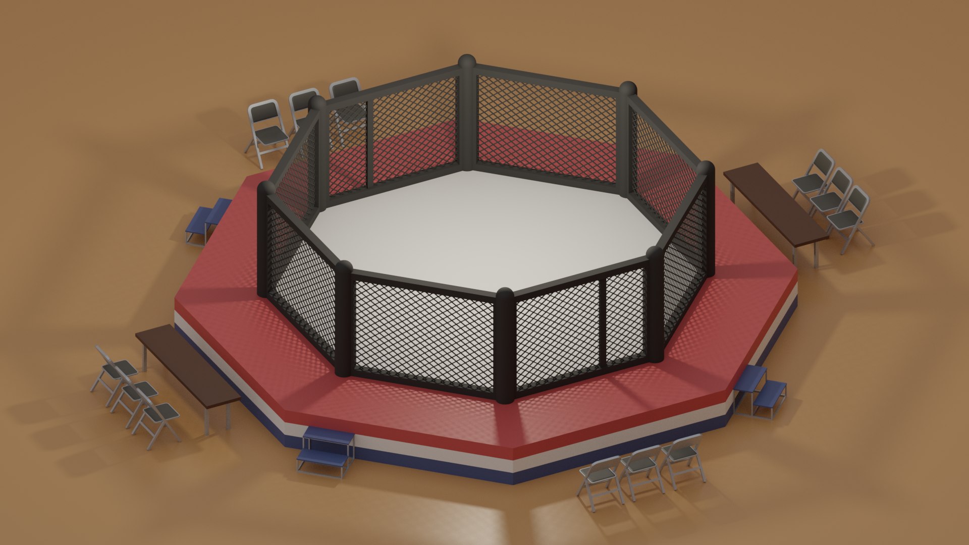 3D Model Cartoon UFC Octagon Ring - TurboSquid 2138957