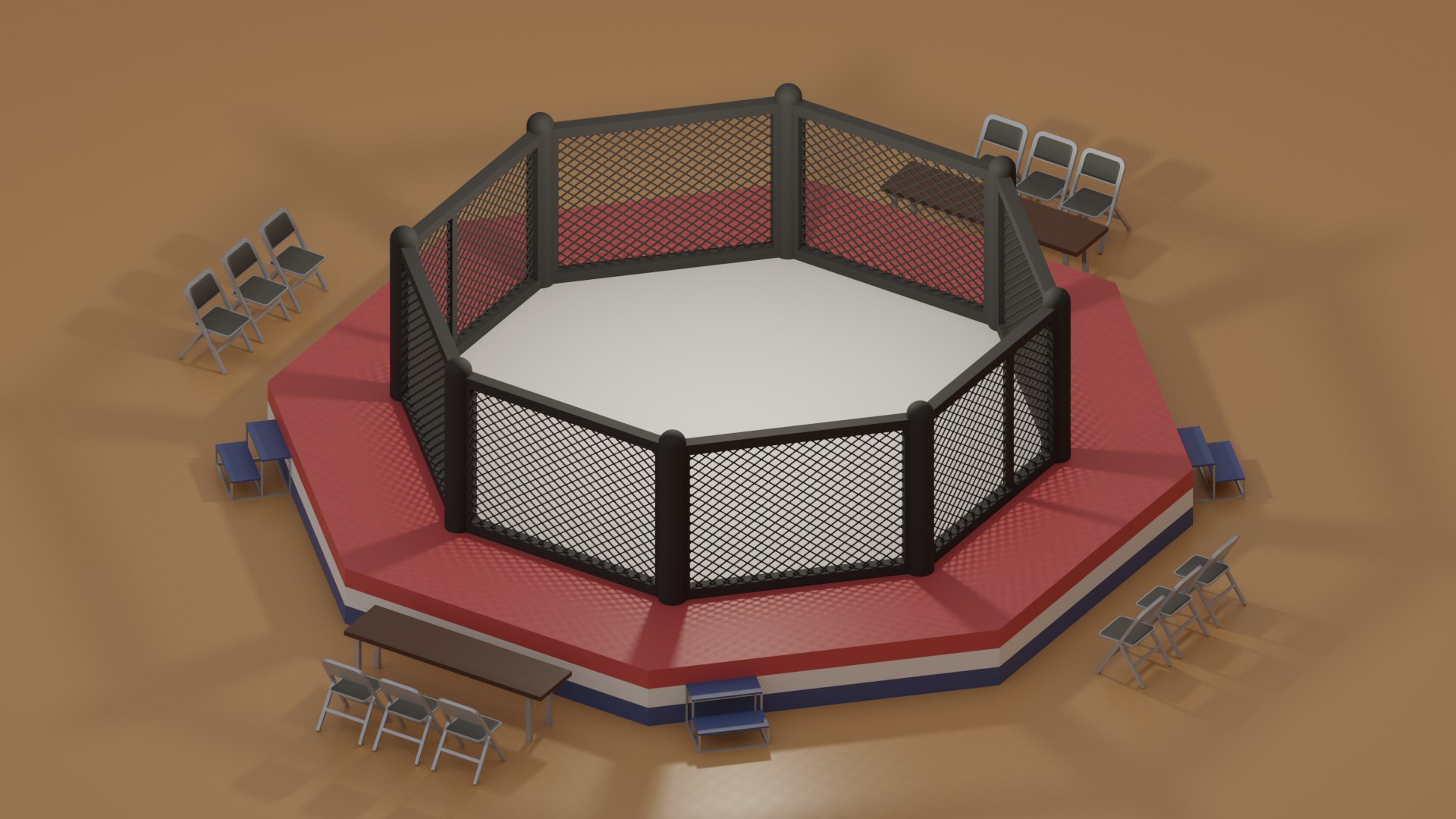 3D Model Cartoon UFC Octagon Ring - TurboSquid 2138957