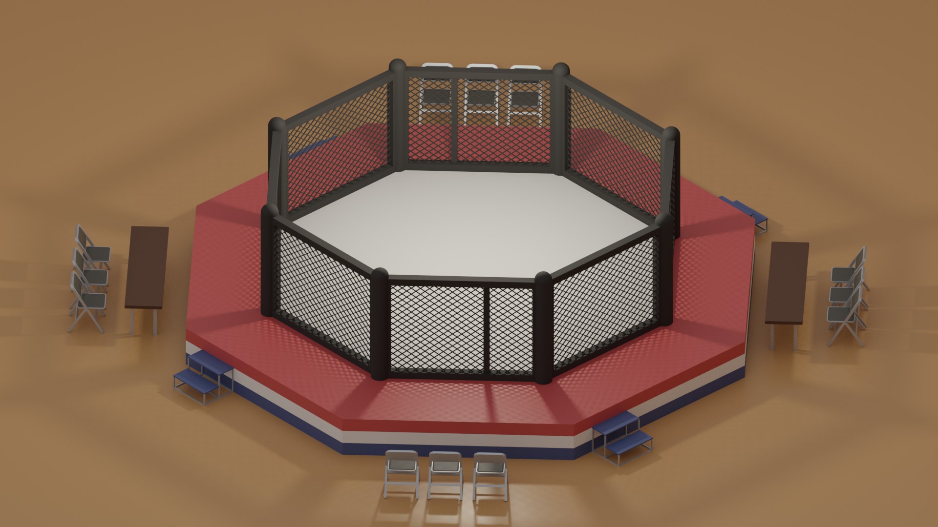 3D Model Cartoon UFC Octagon Ring - TurboSquid 2138957