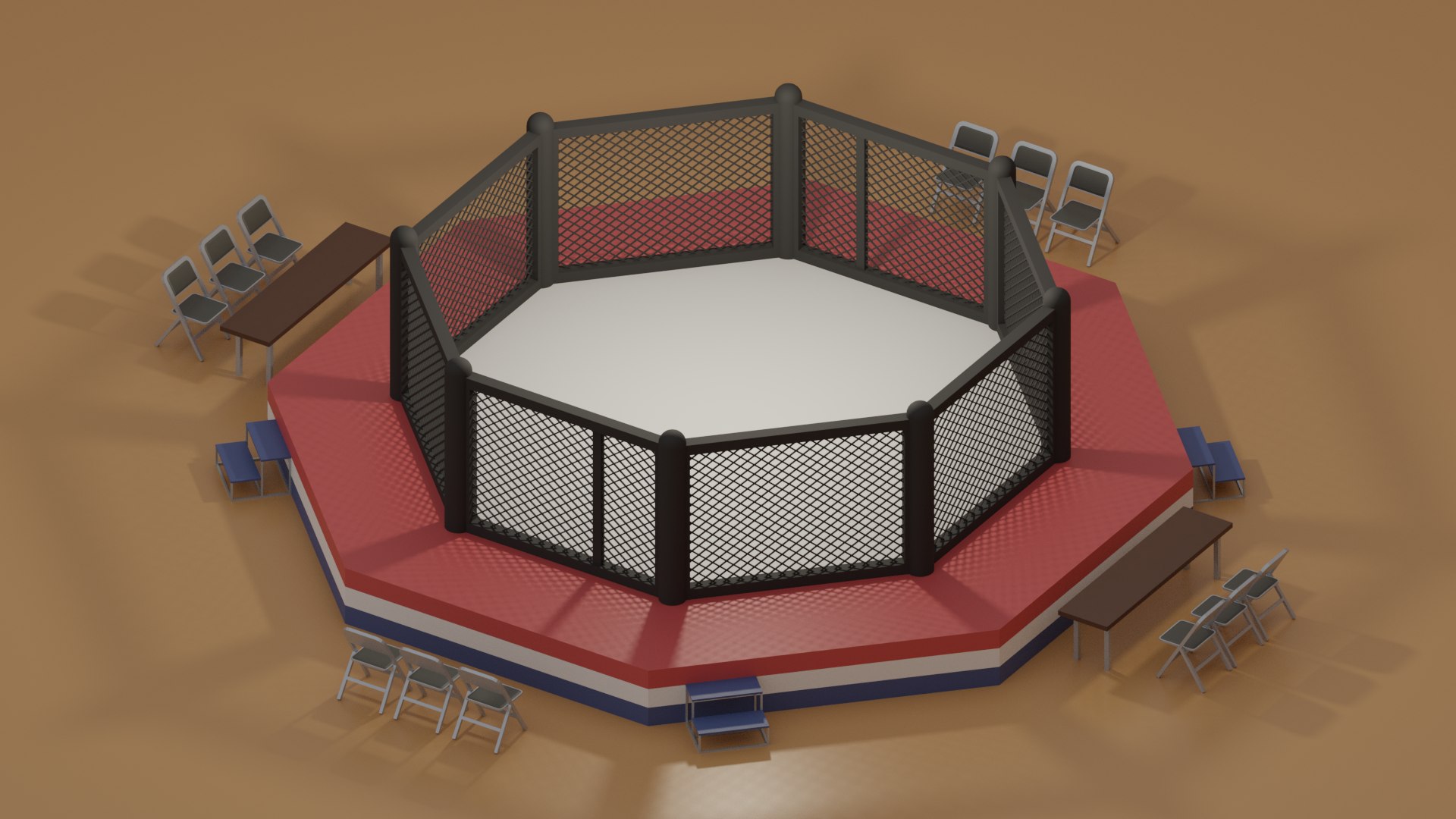 3D Model Cartoon UFC Octagon Ring - TurboSquid 2138957