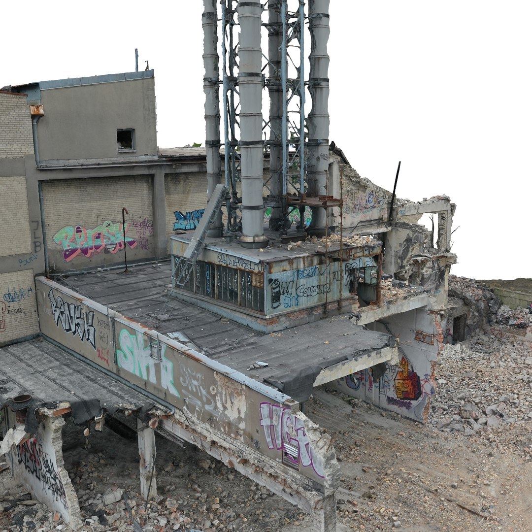 Demolished Factory Building Ultra HD 16K 3D Model - TurboSquid 2239868