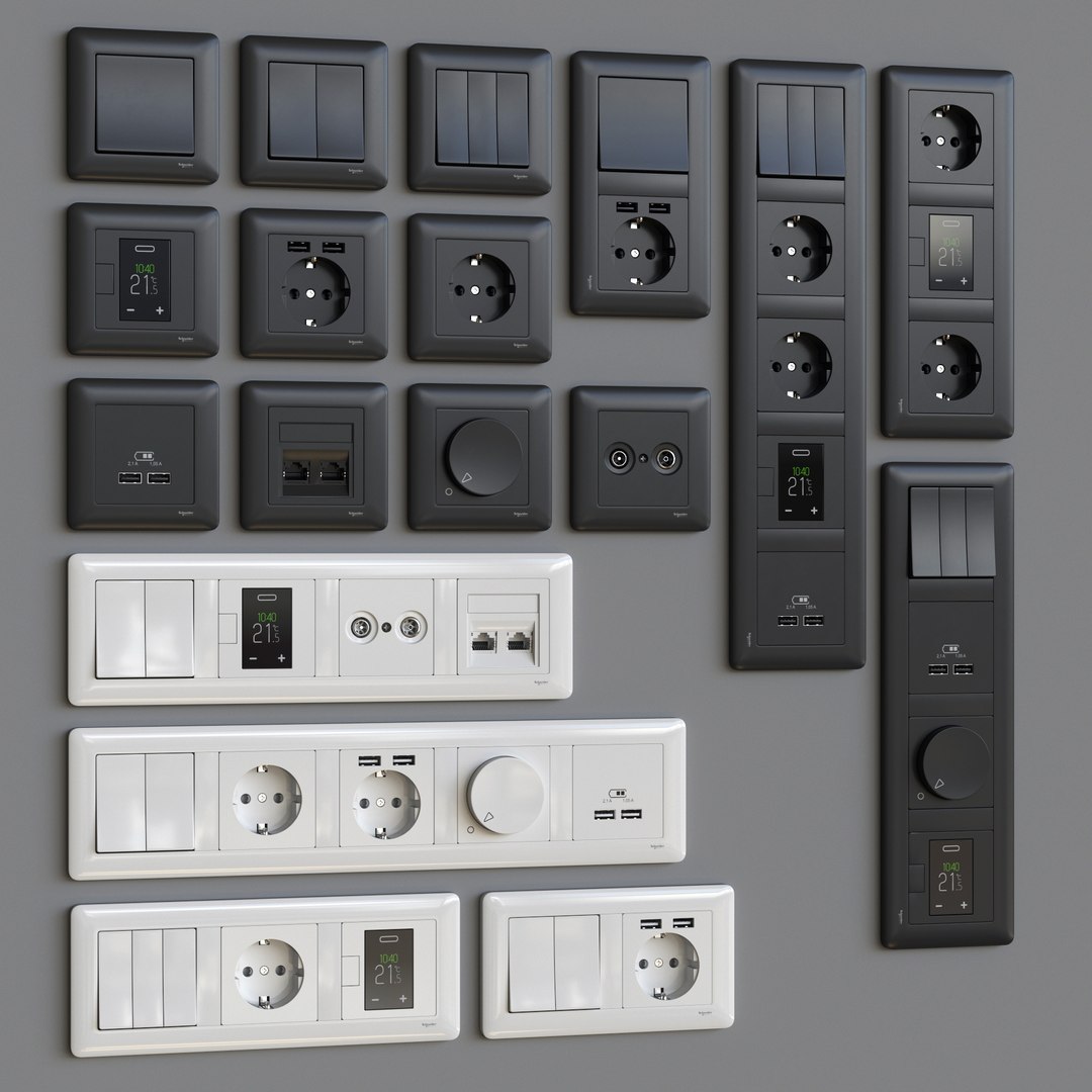 3D Model Switch Socket Schneider - TurboSquid 1666237