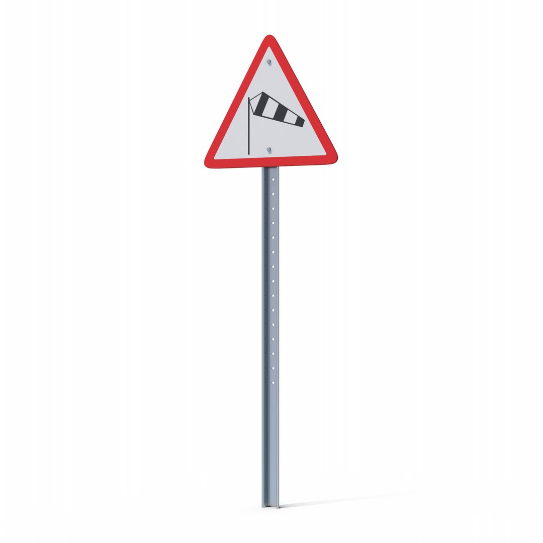 Cross Wind Road Sign Pole 3D Model - TurboSquid 2166271