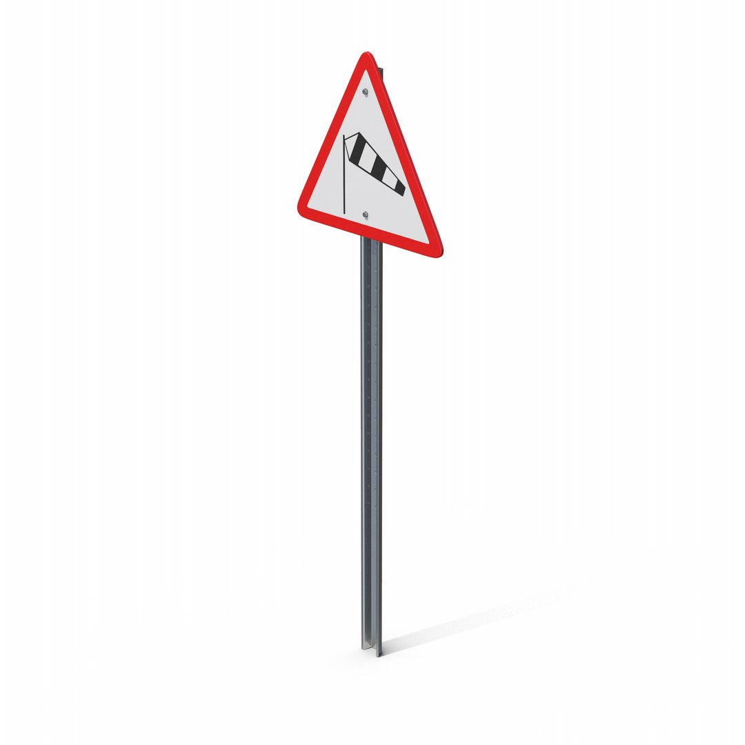 Cross Wind Road Sign Pole 3D Model - TurboSquid 2166271