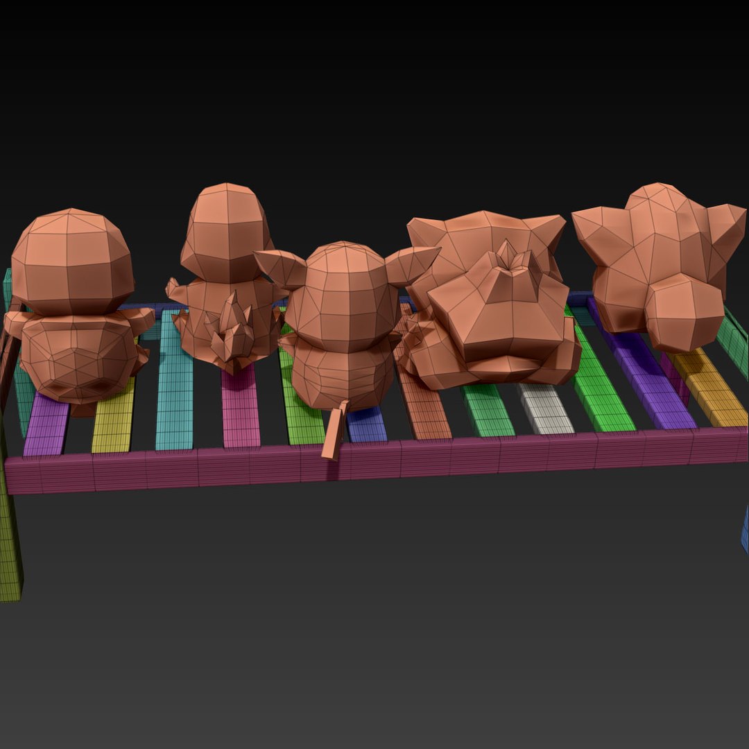 3d Model Cleffa Squirtle Bulbasaur