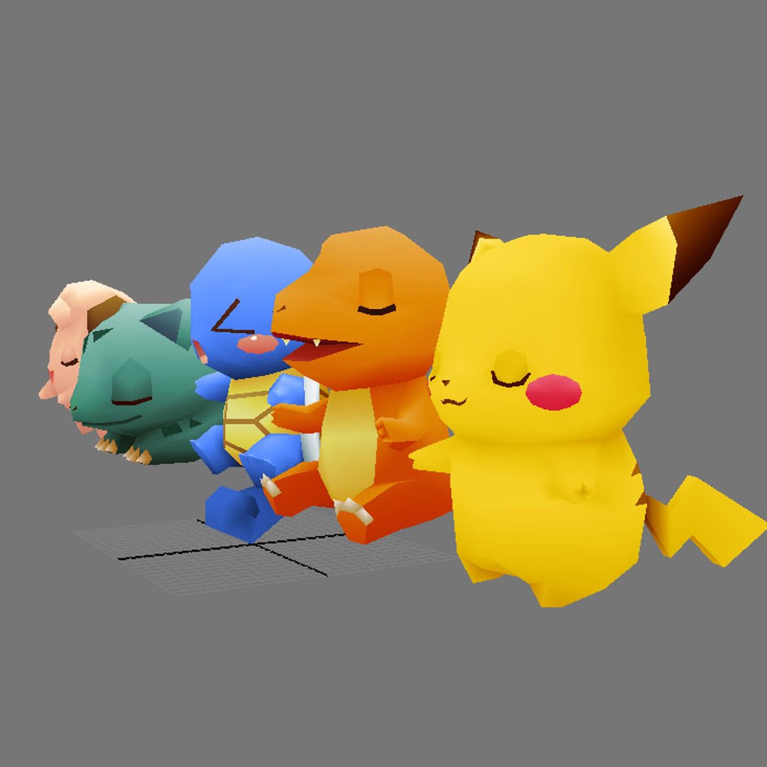 3d Model Cleffa Squirtle Bulbasaur