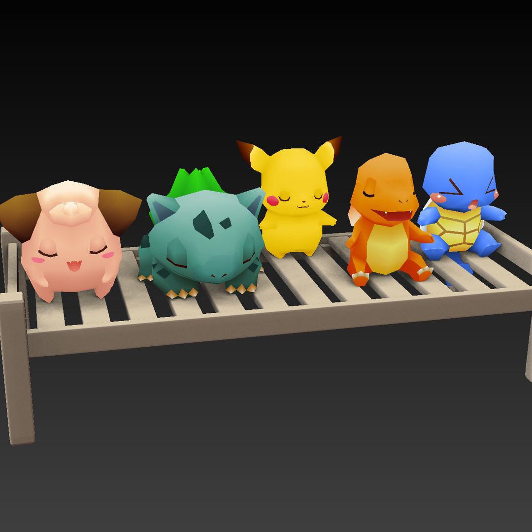 3d Model Cleffa Squirtle Bulbasaur