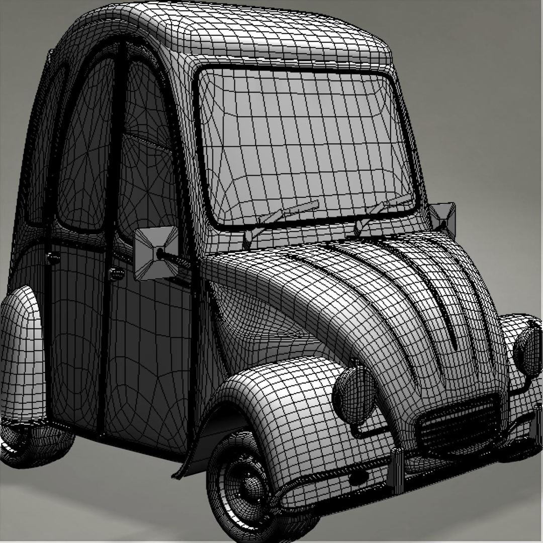 3d model citroen 3cv cartoon car