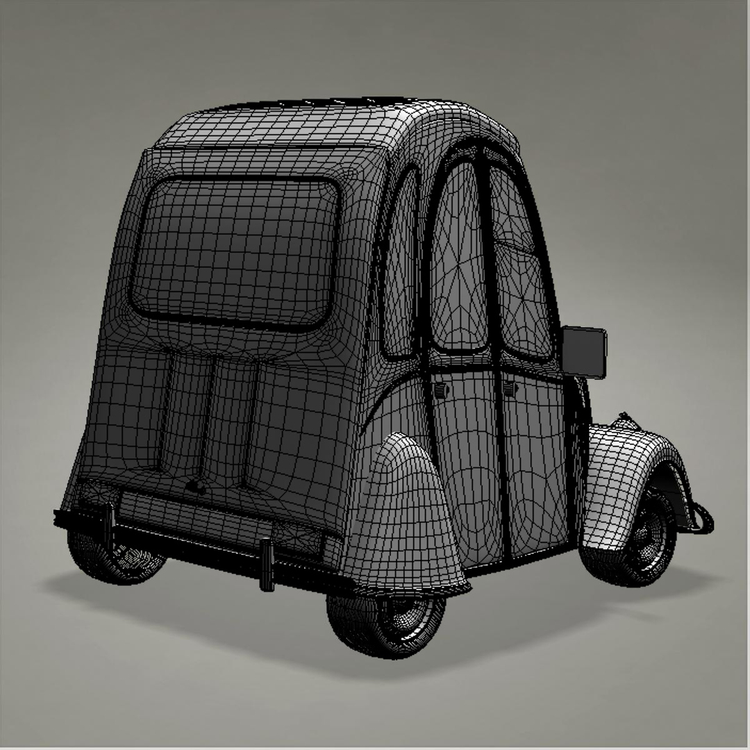3d model citroen 3cv cartoon car
