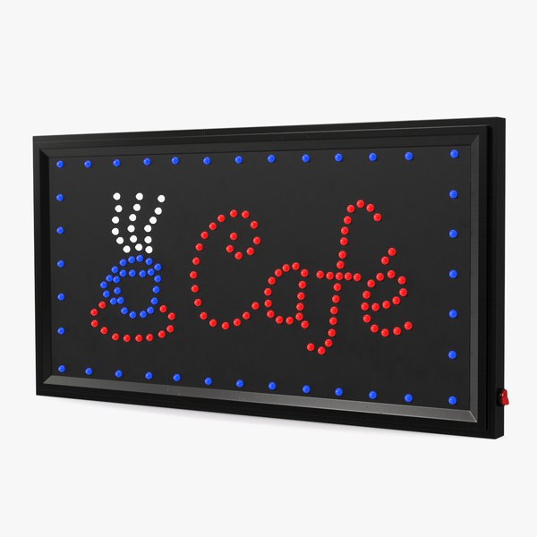 modelo 3d Classic LED Cafe Light Board Sign ON - TurboSquid 2105089
