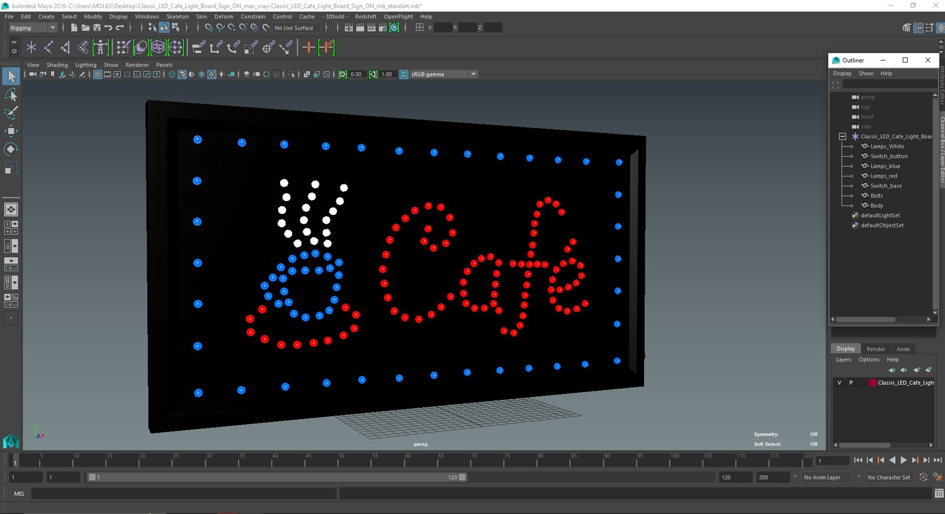 Classic LED Cafe Light Board Sign ON 3D - TurboSquid 2105089
