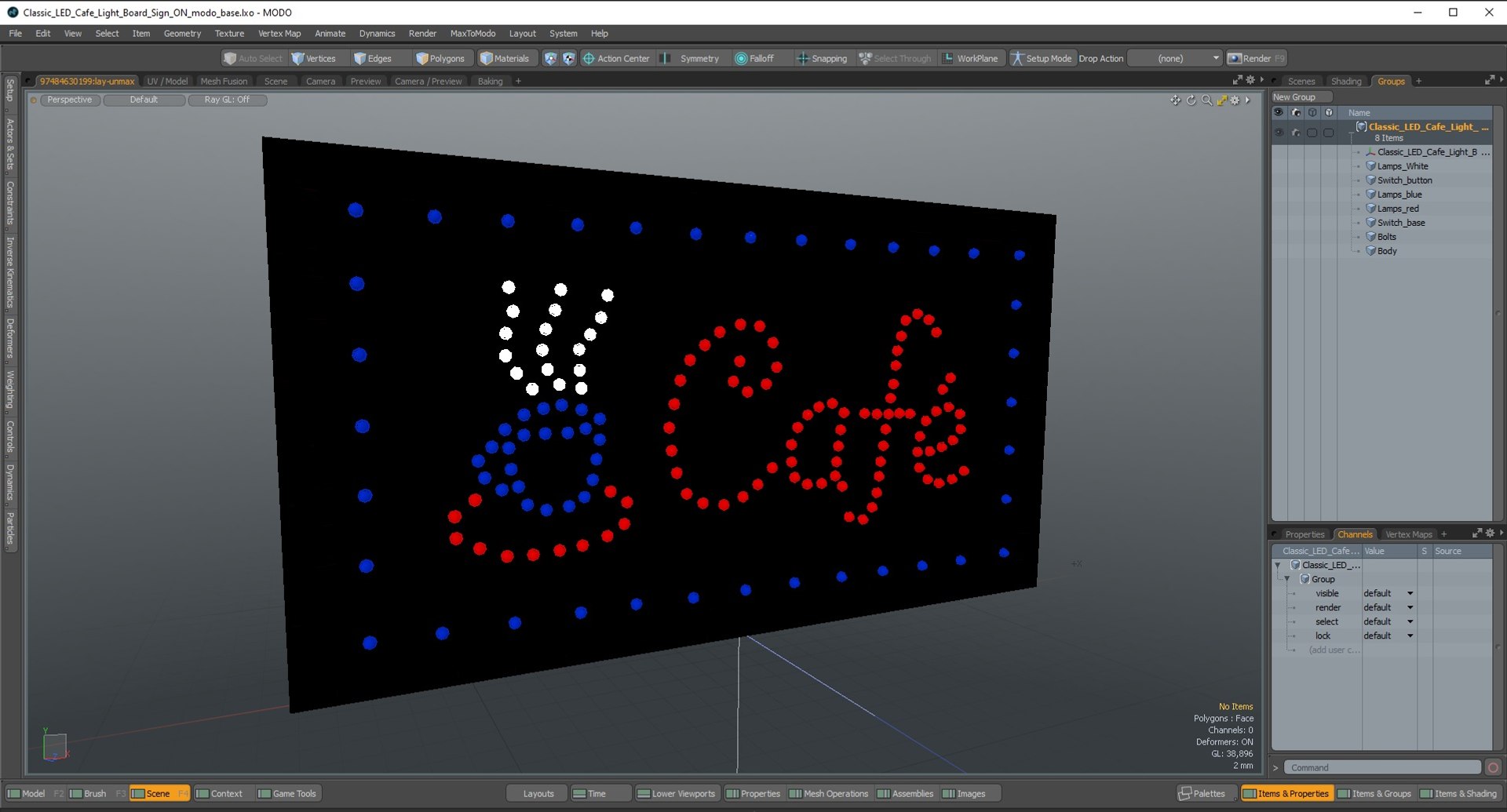 Classic LED Cafe Light Board Sign ON 3D - TurboSquid 2105089