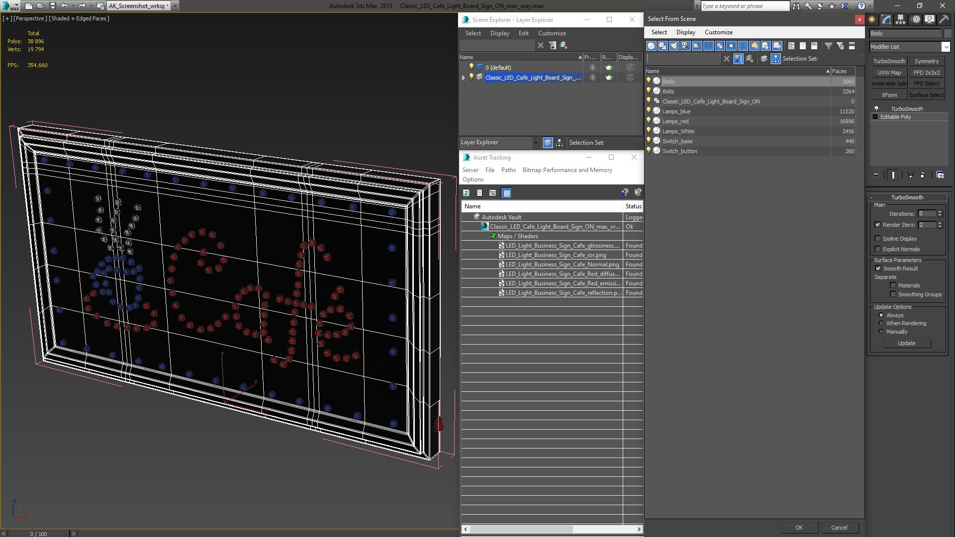 Classic LED Cafe Light Board Sign ON 3D - TurboSquid 2105089