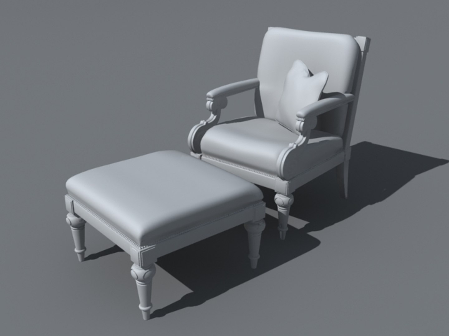 3d model chair ottoman