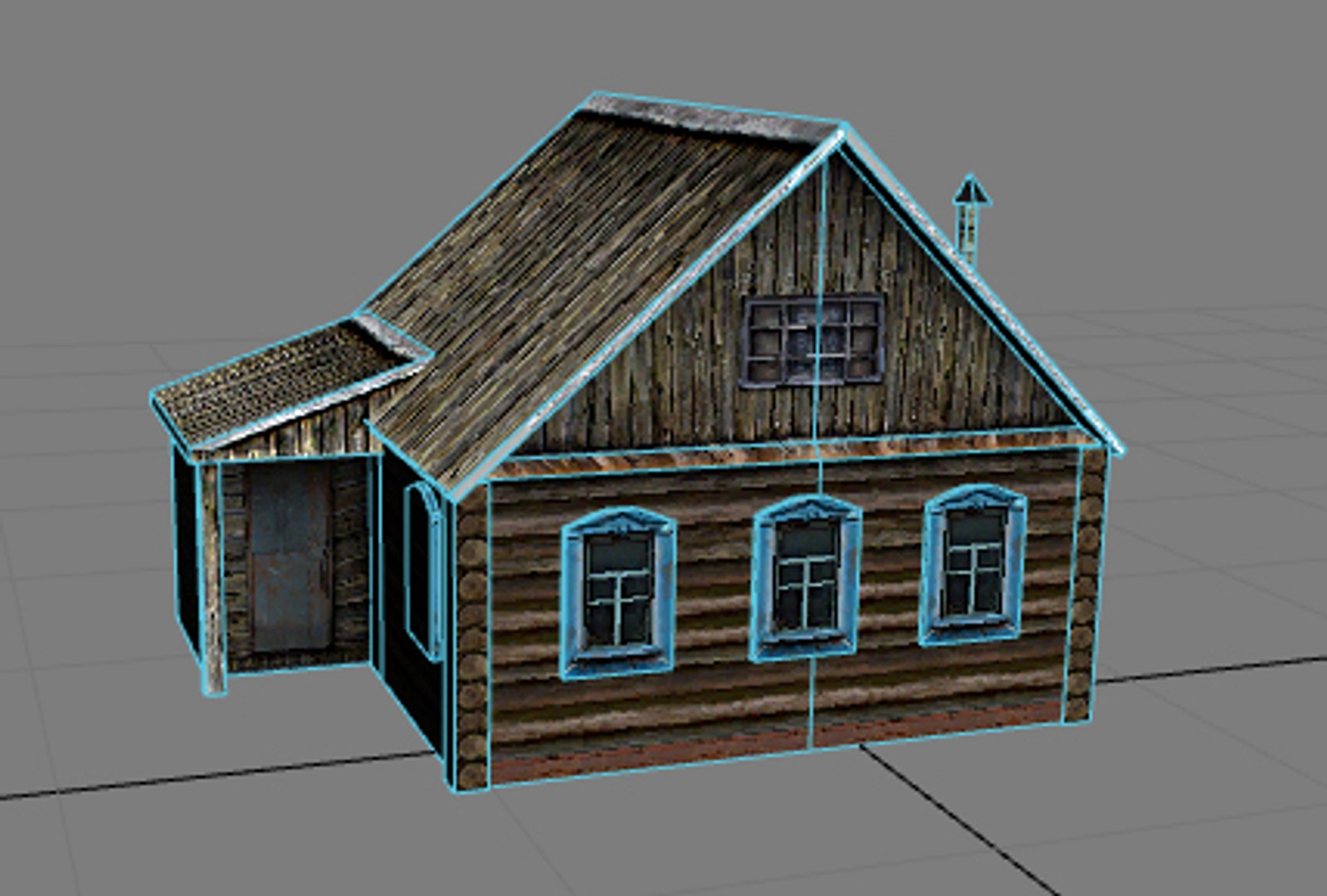 3d low-poly wood house