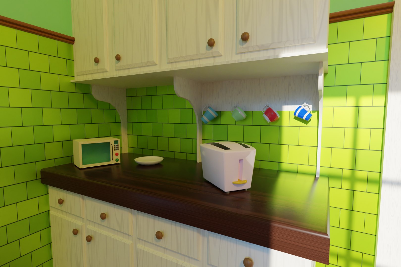 3D Model Cartoon Kitchen Room - TurboSquid 2052336
