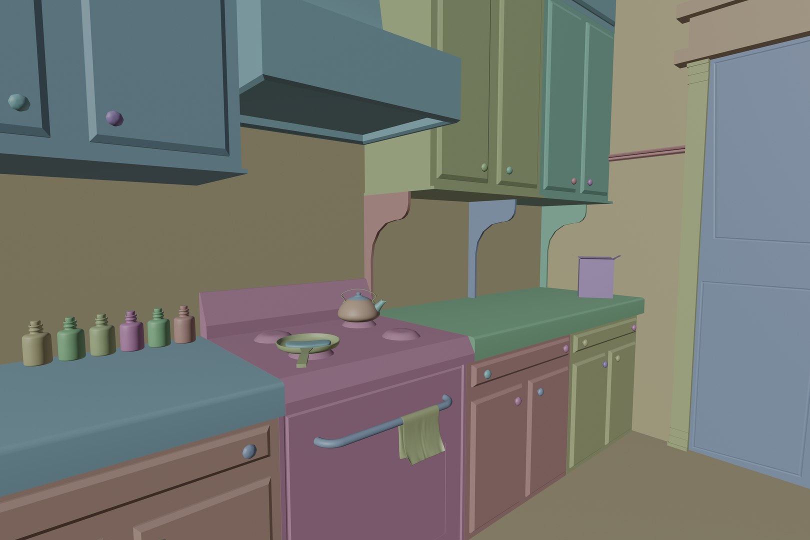 3D Model Cartoon Kitchen Room - TurboSquid 2052336