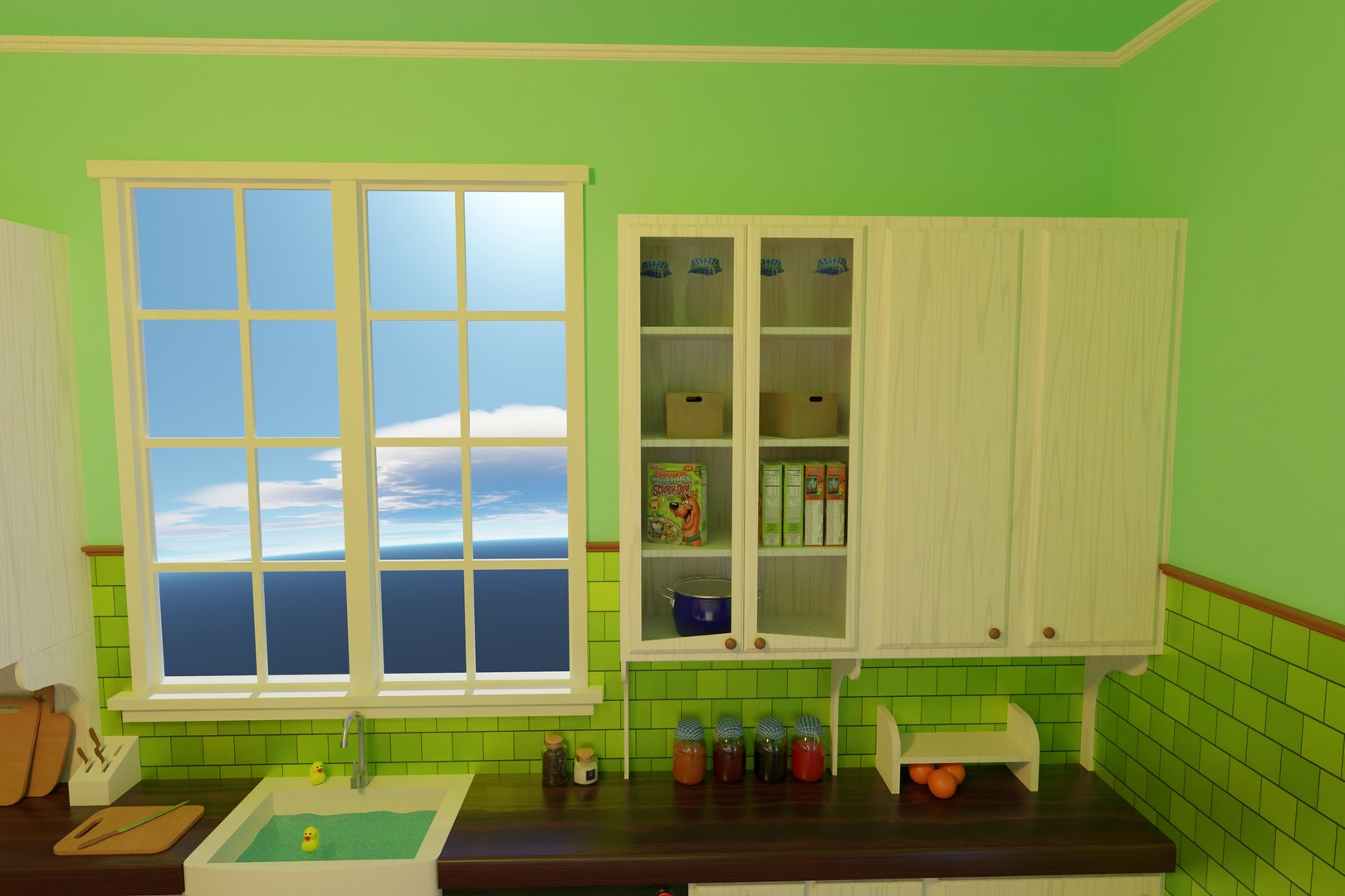 3D Model Cartoon Kitchen Room - TurboSquid 2052336