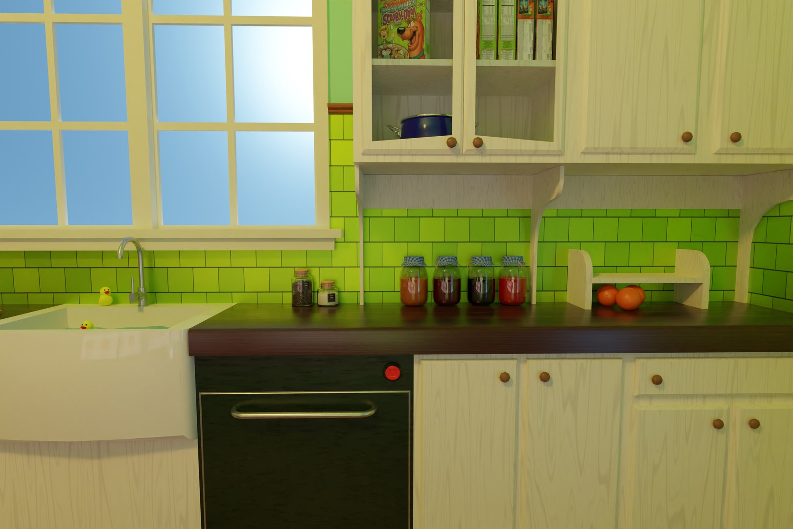 3D Model Cartoon Kitchen Room - TurboSquid 2052336