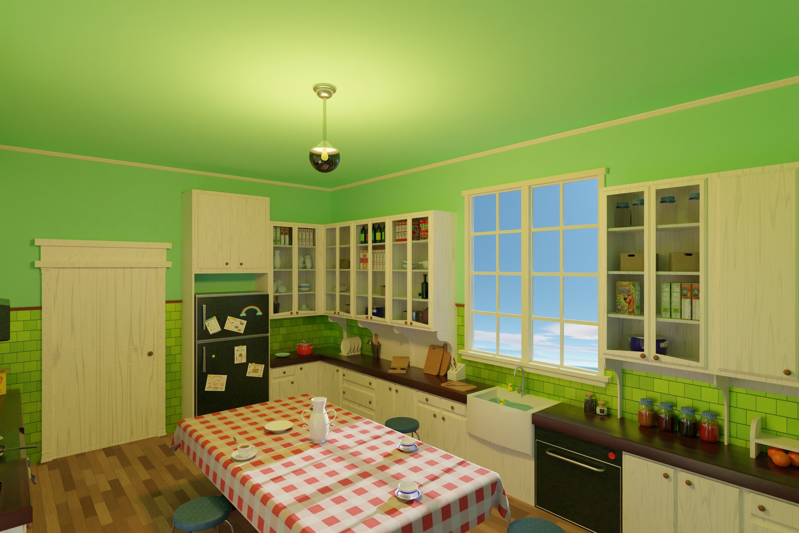 3D Model Cartoon Kitchen Room - TurboSquid 2052336
